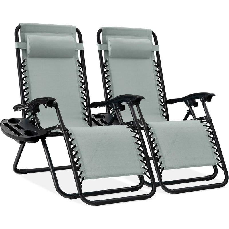 Set of 2 Adjustable Zero Gravity Patio Chair Recliners w/ Cup Holders ...